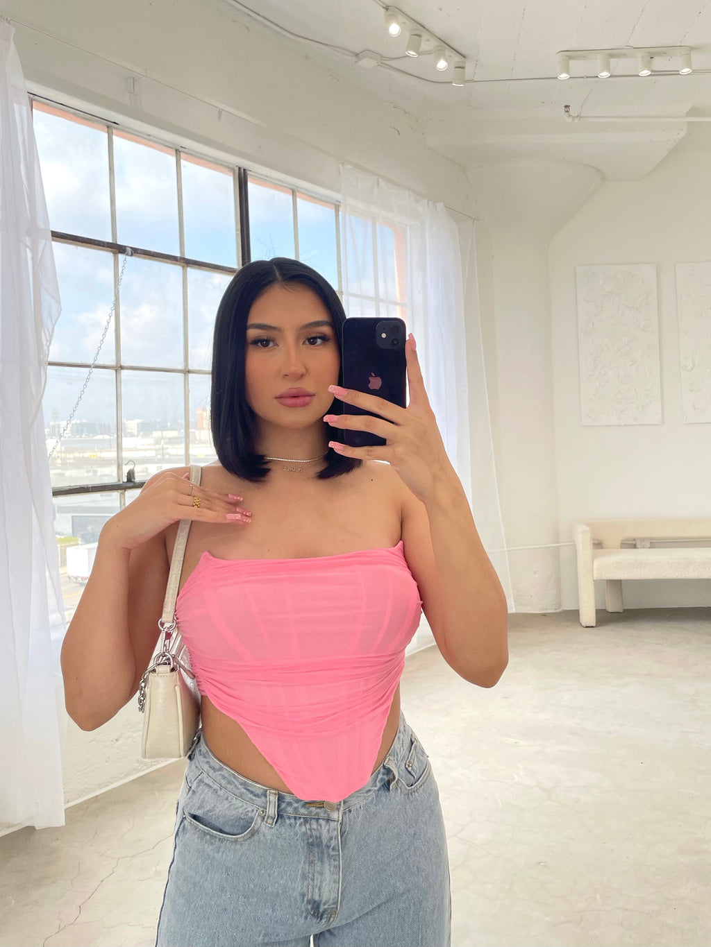 anisa mesh corset top (PINK) – tigercherry